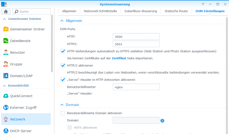 Synology Standard-Port für http und https ändern und Zugriff erschwären